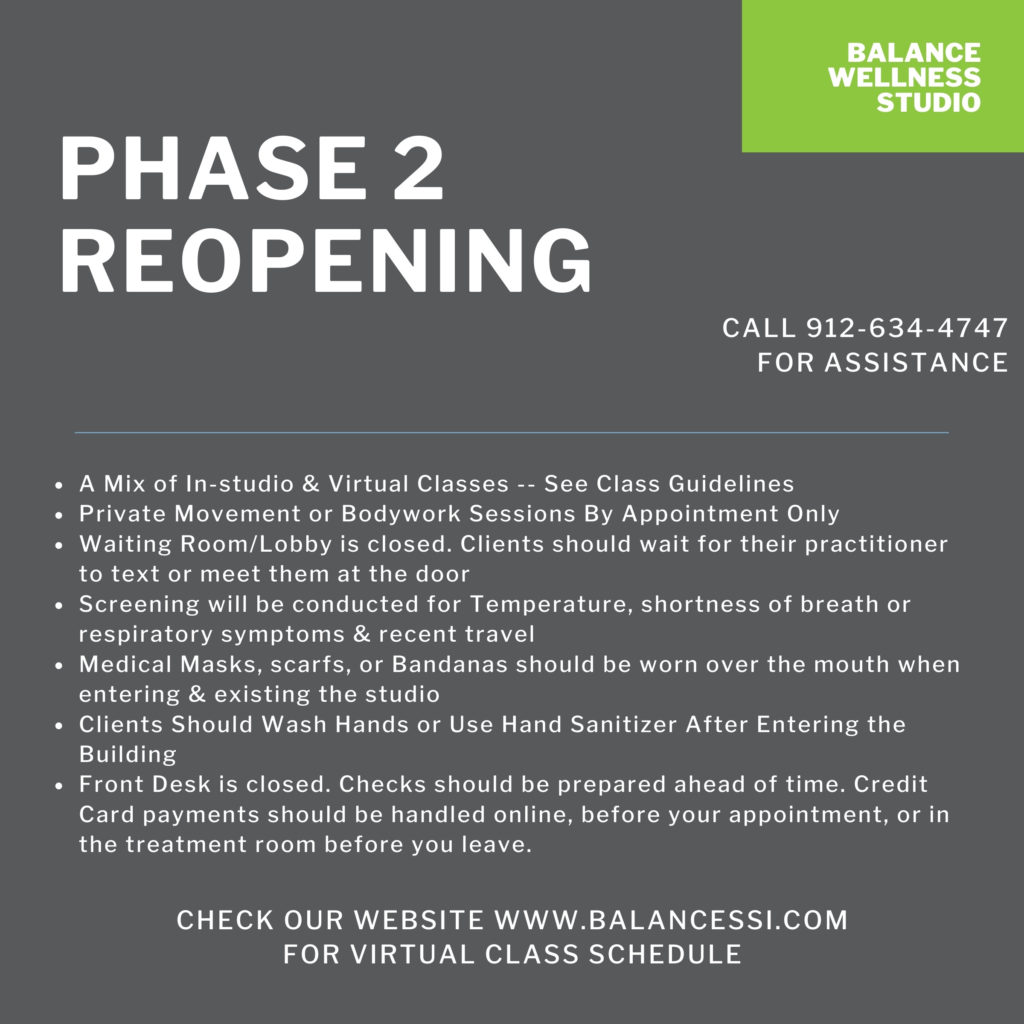 Covid-19 Phase 2 Re-Opening Procedures – Balance Wellness Studio ...